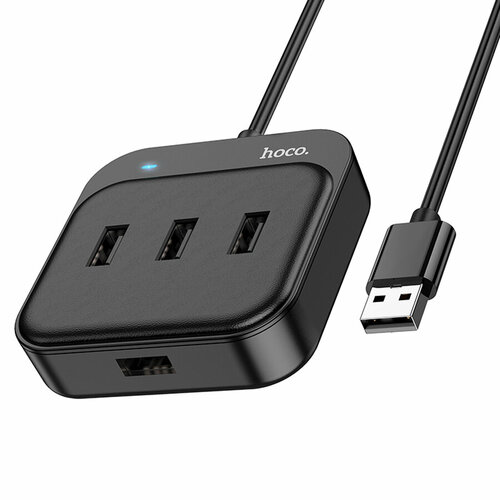 USB HUB разветвитель HOCO HB31 Easy 4 в 1 USB2.0 (m) - 4xUSB2.0 (f), 1.2 м, черный