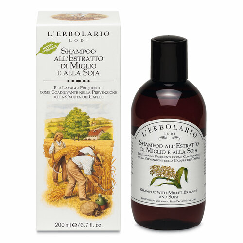 L'ERBOLARIO Шампунь для волос c экстрактом пшеницы и сои Shampoo with Millet Extract and Soya 200мл