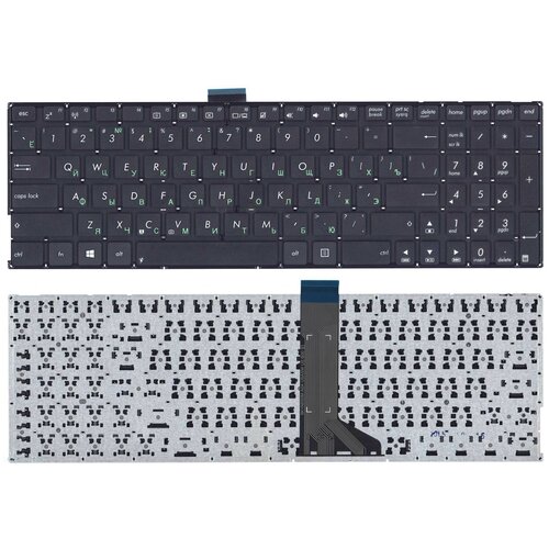 Клавиатура для ноутбука Asus VivoBook K555LD, черная без рамки, плоский Enter (шлейф 11,5 см)