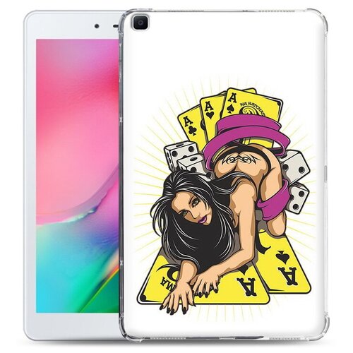 Чехол задняя-панель-накладка-бампер MyPads нарисованная девушка с игровыми картами для Samsung Galaxy Tab A 8.0 (2019) SM-P200/P205 противоударный