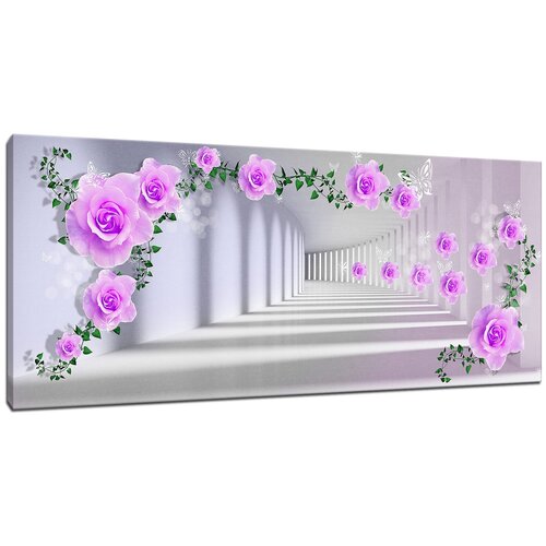 Картина Уютная стена "3D коридор с розами" 150х60 см