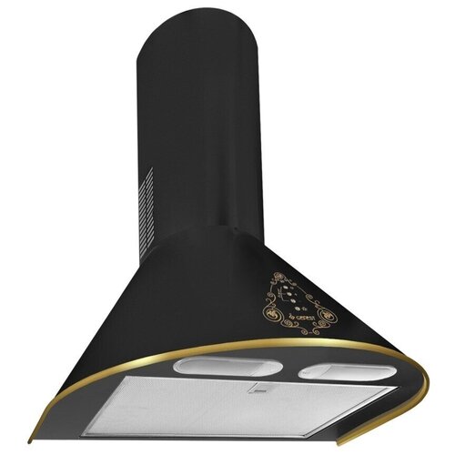 Купольная вытяжка GEFEST ВО-1503 К73, цвет корпуса черный, цвет окантовки/панели золото