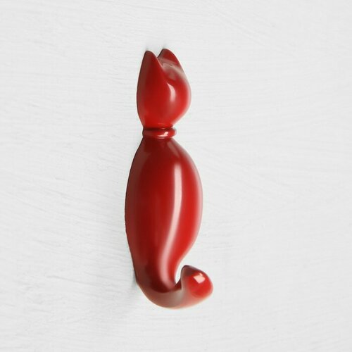 Крючок мебельный CAT, однорожковый, цвет красный