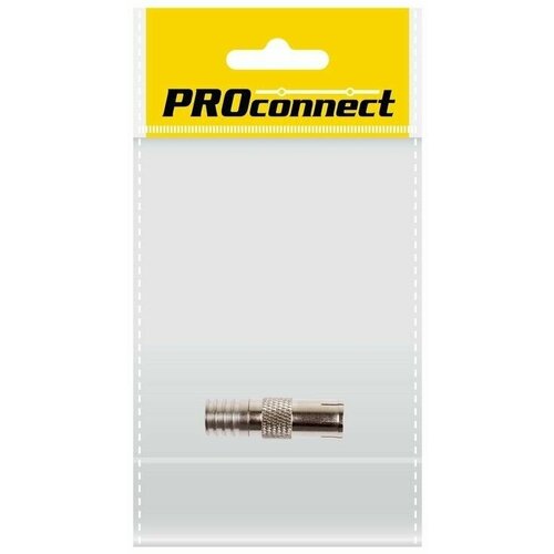 Разъем антенный на кабель, (гнездо-TV никель под обжим), (1шт.) (пакет) PROconnect