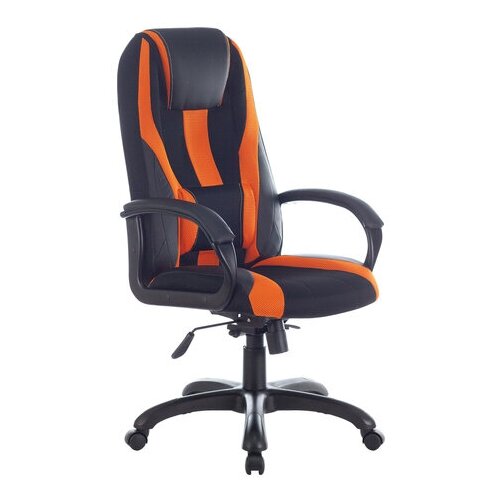 Компьютерное кресло Brabix Premium Rapid GM-102 игровое, обивка: искусственная кожа/текстиль, цвет: черный/оранжевый