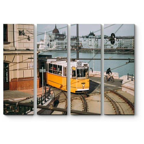 Модульная картина Трамвай по одной из улиц Будапешта80x60