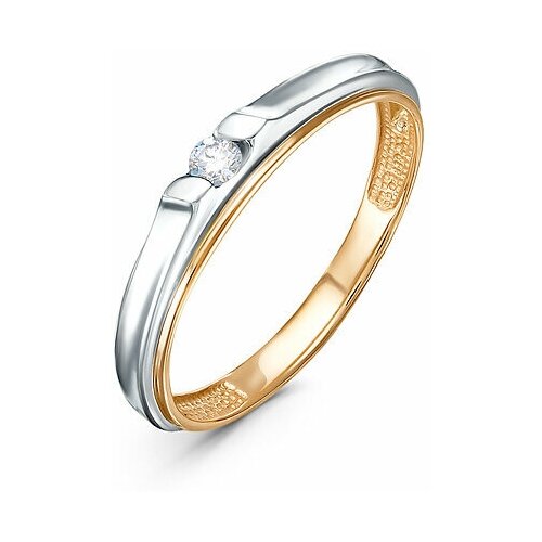 Кольцо обручальное Infini, комбинированное, красное, белое золото, 585 проба, родирование, бриллиант, золотой, белый