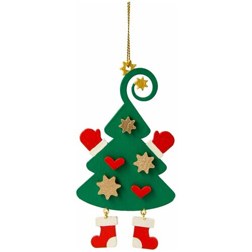 Деревянная елочная игрушка ручной работы "Елочка подвеска объемная", Ретро новогодние украшения в подарок