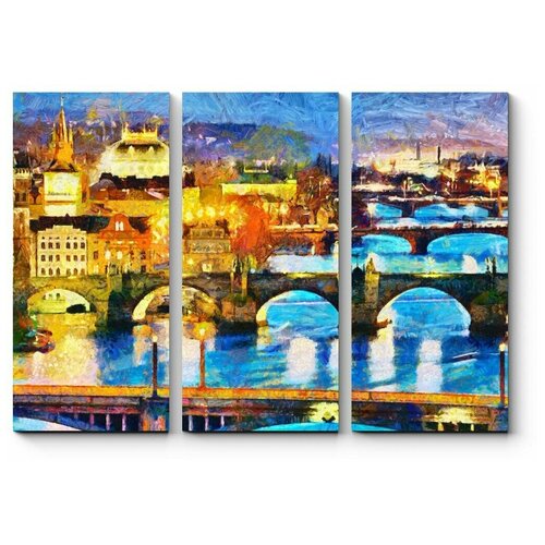 Модульная картина Величественные воды Влтавы, Прага 110x79