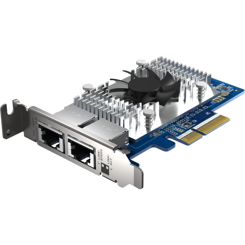 Сетевая карта/ QNAP QXG-10G2T-X710 LAN Expansion Card, PCIe Gen3 x4, Two 10GbE (10G / 5G / 2.5G / 1G / 100M)) Ports with SR-IOV and iSCSI, Block-based