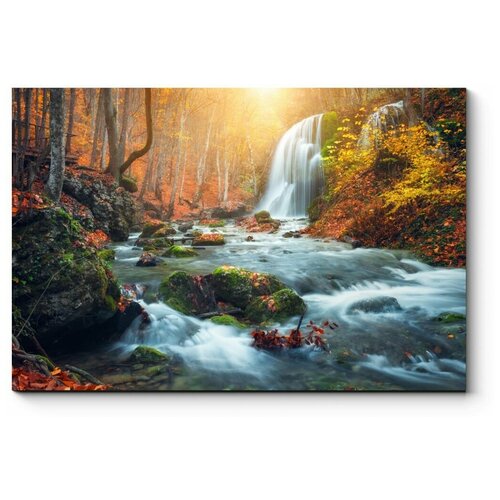 Модульная картина Прекрасный осенний водопад 110x73