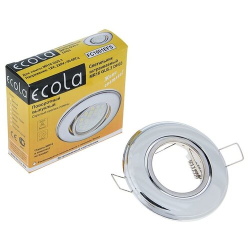 Спот Ecola FC1601EFS, GU5.3, 50 Вт, холодный белый, цвет арматуры: хром, цвет плафона: серебристый