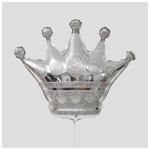 Шар фольгированный 34" «Корона», фигура, цвет серебро
