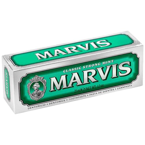 Зубная паста Marvis Classic Strong Mint, 25 мл, 75 г, белый-зеленый