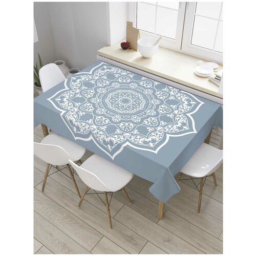 Скатерть прямоугольная JoyArty на кухонный стол "Ажурный лотос" из оксфорда, 120x145 см