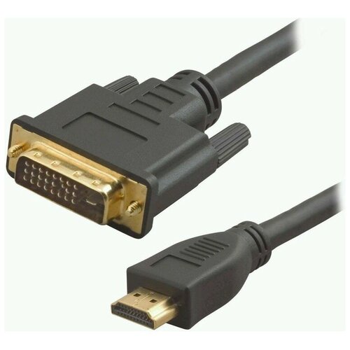 Кабель HDMI - DVI соединитель,10м, позол. контакты, экран, чёрный, Gembird (CC-HDMI-DVI-10MC)