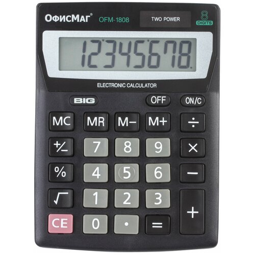 Калькулятор настольный ОфисМаг OFM-1807/OFM-1808, серый