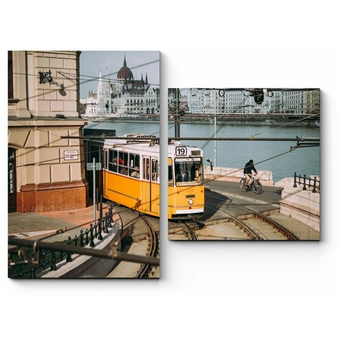 Модульная картина Трамвай по одной из улиц Будапешта60x45