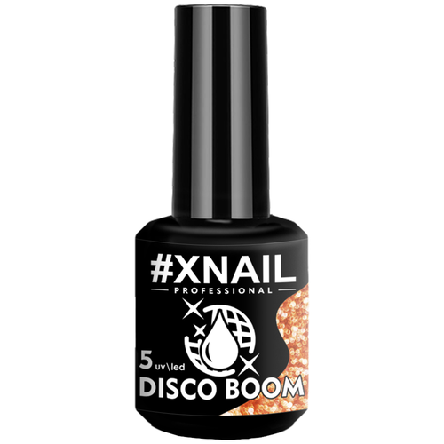 Светоотражающий гель лак XNAIL PROFESSIONAL Disco Boom, для дизайна ногтей, с глиттером, 15мл, №05 бурбон