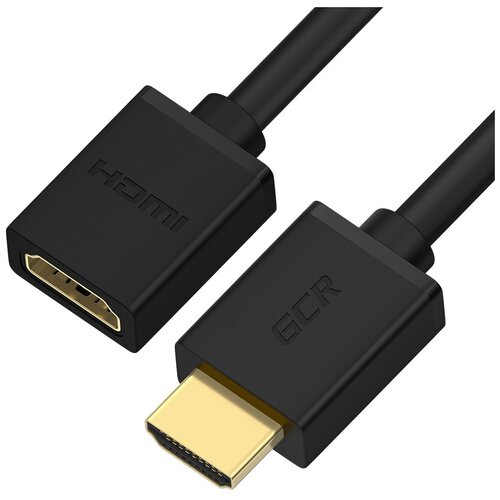 GCR Удлинитель 3.0m v1.4 HDMI-HDMI черный, 30/30 AWG, позолоченные контакты, Ethernet 10.2 Гбит/c, 19M / 19F, экран