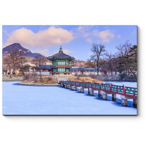 Модульная картина Кёнбоккун тихим зимним днем, Сеул 130x87