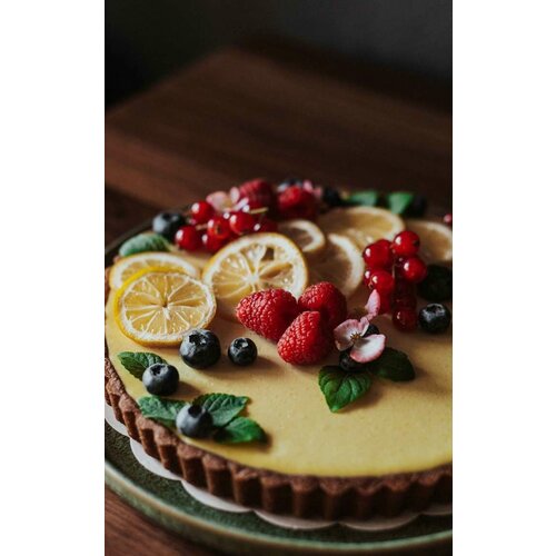 Картина на холсте 60x110 LinxOne "Торт, десерт, фрукты, ягоды" интерьерная для дома / на стену / на кухню / с подрамником