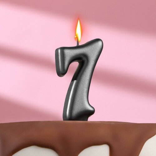 Свеча в торт "Овал" , цифра 7 , графит, 6,3 см