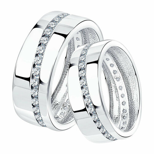 Кольцо обручальное Diamant online, серебро, 925 проба, фианит, размер 17.5