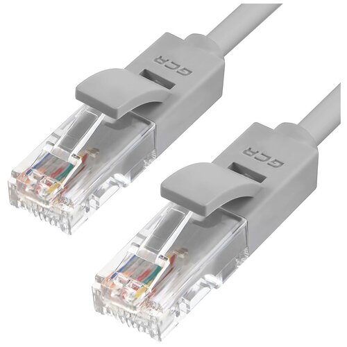 Кабель LAN для подключения интернета GCR cat5e RJ45 UTP 0.5м патч-корд patch cord шнур провод для роутер smart TV ПК серый литой