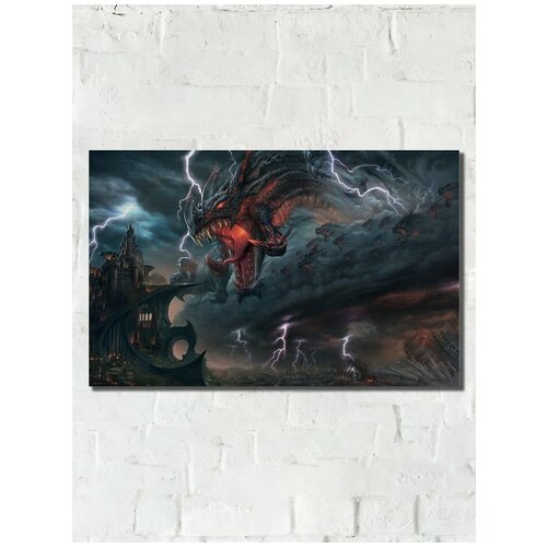 Картина интерьерная на дереве микс драконы фэнтези - 5051