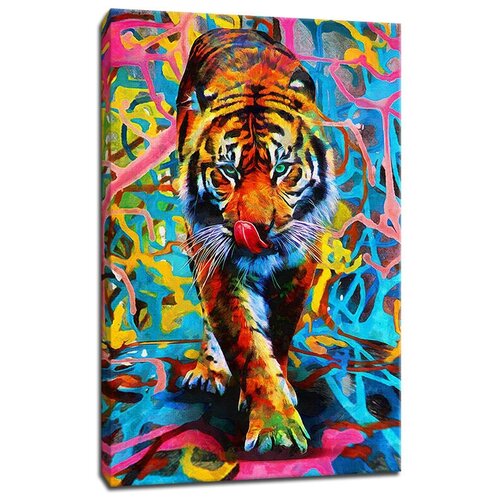 Картина Уютная стена "Тигр на абстрактном фоне" 40х60 см