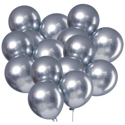 Набор воздушных шаров Leti металл, 12", хром, серебро, 50 шт.