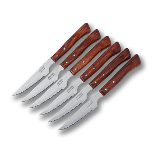 Набор из 6-ти ножей для стейка Arcos 11 см, прокатная молибден-ванадиевая сталь (X45 Cr Mo V 15) с фирменной криозакалкой NITRUM®