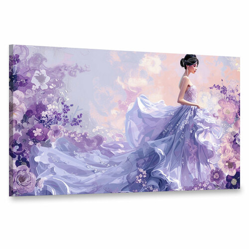 Интерьерная картина 100х60 "Невеста в лавандовом платье"