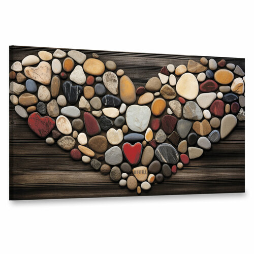 Интерьерная картина 100х60 "Сердца в камне"