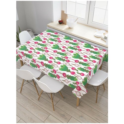 Скатерть прямоугольная JoyArty на кухонный стол "Редисовый рай" из оксфорда, 120x145 см