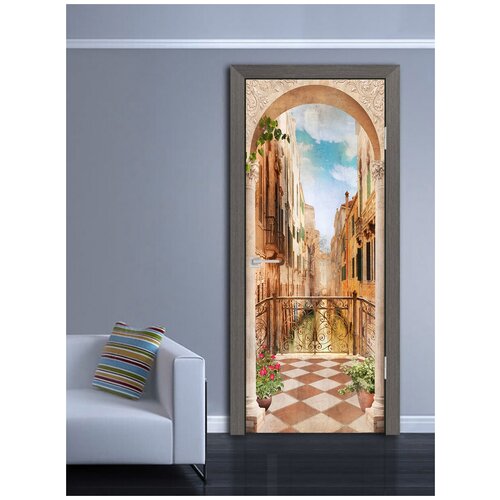 Наклейка интерьерная на дверь "Арка в Венеции", самоклеющаяся 80х200 см.
