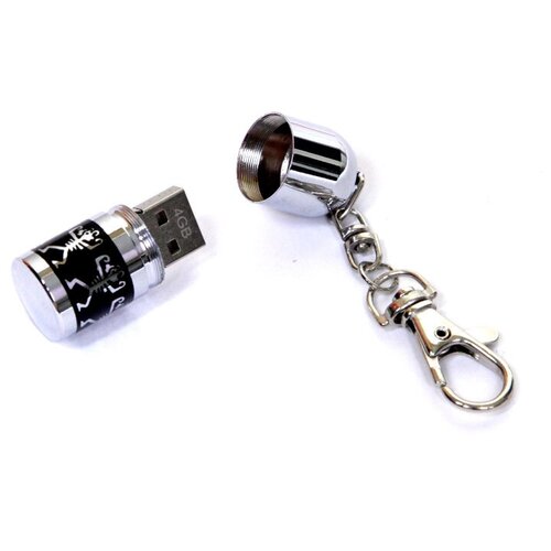 Металлическая флешка Пуля с танцующими человечками (16 Гб / GB USB 2.0 Серебро/Silver Bullet-Goa Подарок детям на 23 февраля оптом)