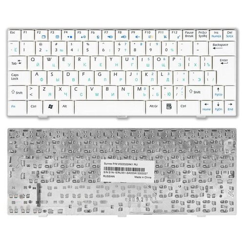 Клавиатура для ноутбука MSI S1N-1ERU271-C54 белая