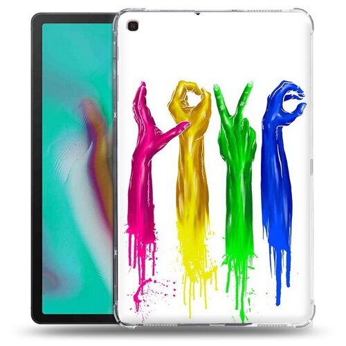 Чехол задняя-панель-накладка-бампер MyPads яркие руки love для Samsung Galaxy Tab A 10.1 SM-T510 (2019)/Samsung Galaxy Tab A 10.1 SM-T515 (2019) противоударный