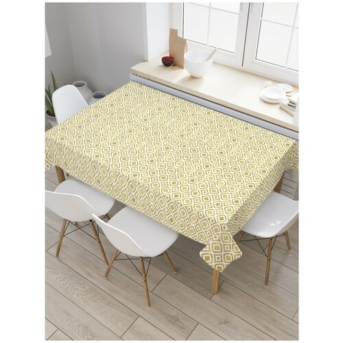 Скатерть прямоугольная JoyArty на кухонный стол "Ромбы из золота" из оксфорда, 180x145 см