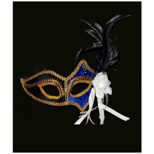Карнавальная венецианская маска синяя 22 см