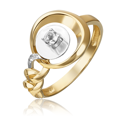 Кольцо PLATINA, комбинированное золото, 585 проба, родирование, топаз, размер 16.5
