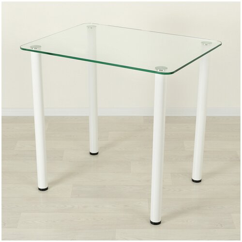 Стеклянный стол для кухни Эдель 10 прозрачный/белый (1100х700)