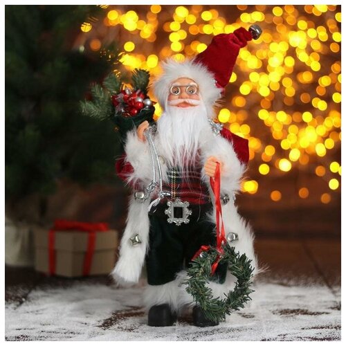 --- Дед Мороз "В красной шубке с новогодним венком" 16х30 см
