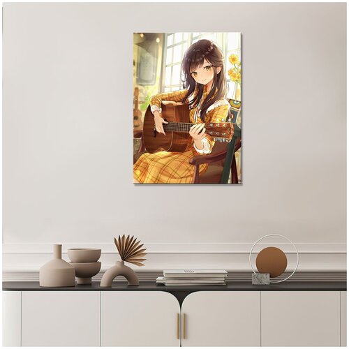Интерьерная картина на холсте/ картина на стену/ в гостиную - девушка с гитарой арт 20х30
