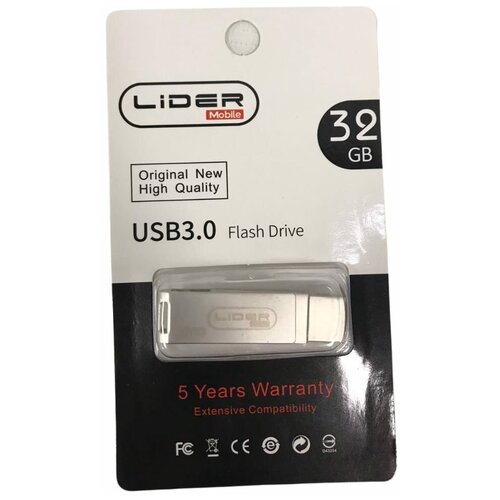 Флеш-накопитель для айфона Lider mobile USB 3.0 Flash Drive / 32 ГБ/ 3-в-1 / Водонепроницаемый чип/ Cеребристый