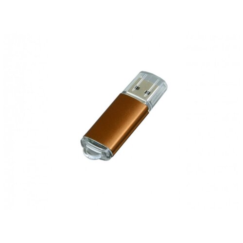 Металлическая флешка с прозрачным колпачком (32 Гб / GB USB 2.0 Оранжевый/Orange 018 Модель 120)
