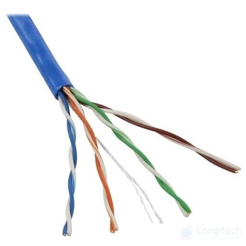 5bites Кабель US5505-100A-BL UTP SOLID 5E 24AWG CCA PVC BLUE 100M