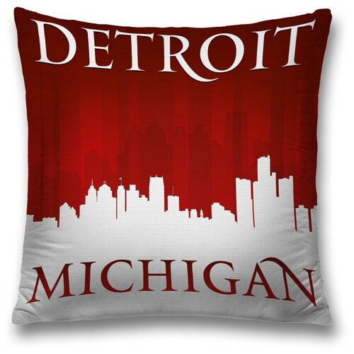Наволочка декоративная на молнии, чехол на подушку JoyArty "Детройт Мичиган" 45х45 см